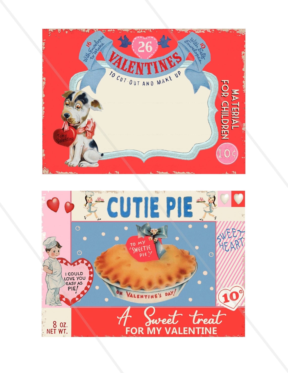 Retro Valentines Day Printable Cards Vintage Printable - Etsy