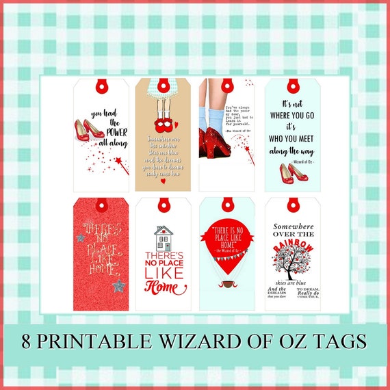 Wizard of Oz Tags printable gift tags hang tags journaling | Etsy