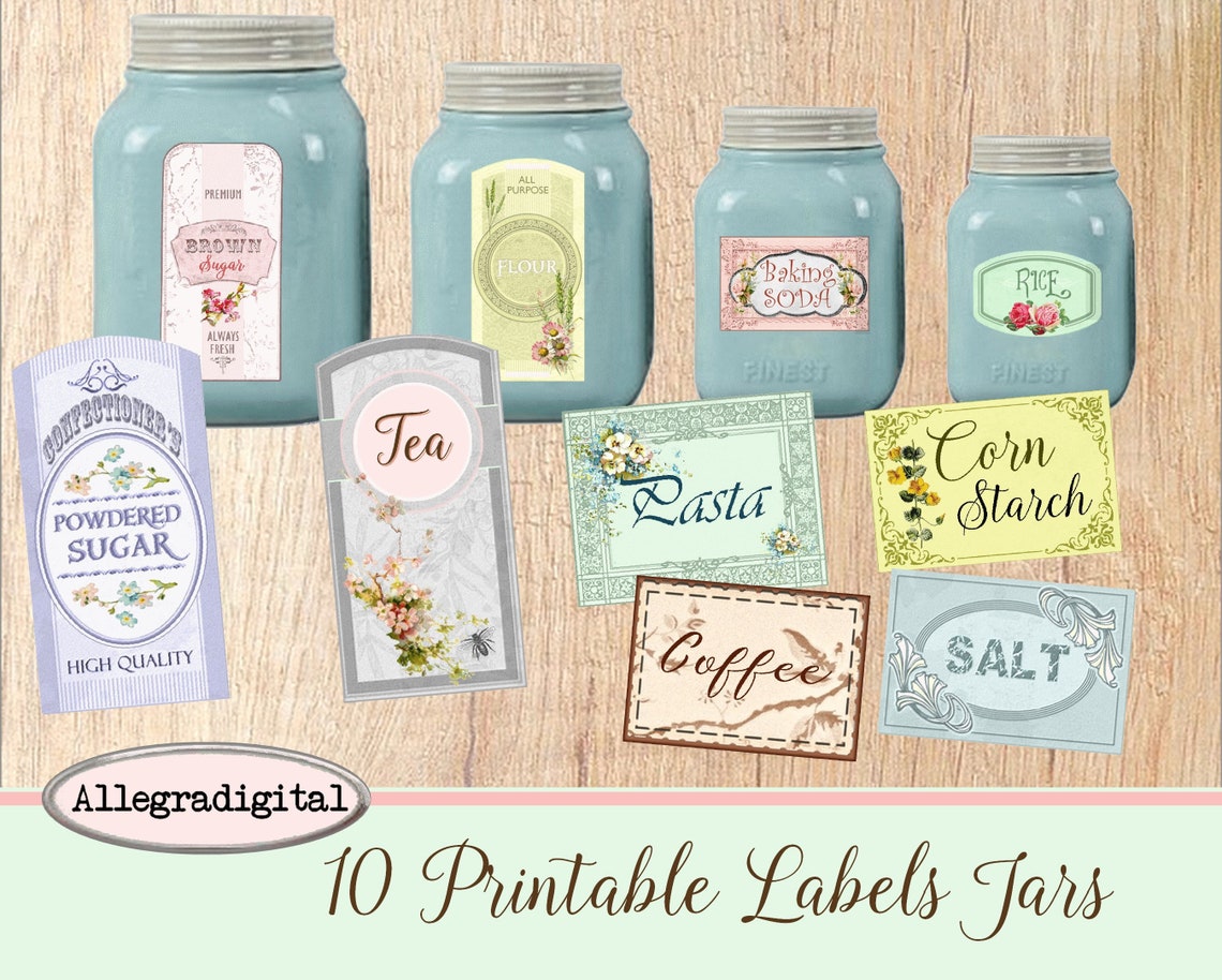 Vintage Pantry Labels Shabby Chic- Antique Decor, Farmhouse, Country ...