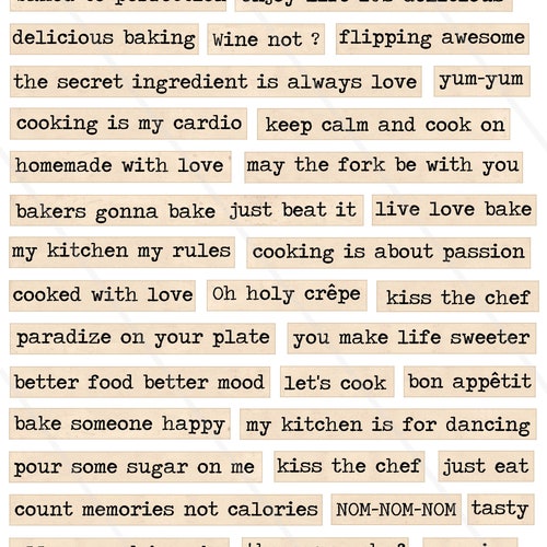 Digital Collage Sheet Phrases Quotes Cooking Baking Kitchen - Etsy