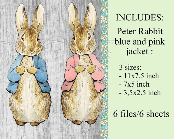 Digital Collage Sheet Peter Rabbit Beatrix Potter Blue and - Etsy