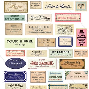 JUNK FRENCH Journal Labels Kit Printable Vintage Mini Ephemera Journal ...
