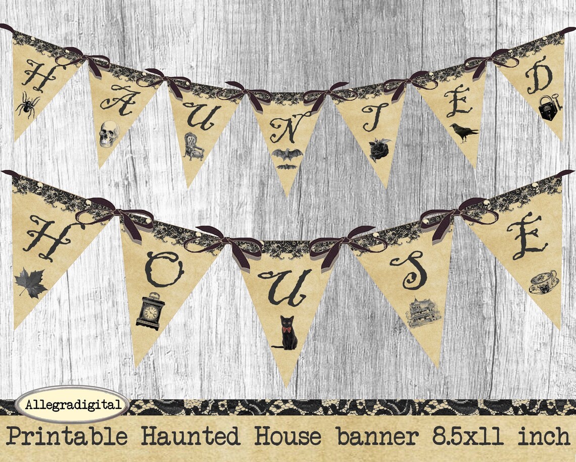 Printable Haunted House Halloween Banner Halloween Party Banner Diy ...