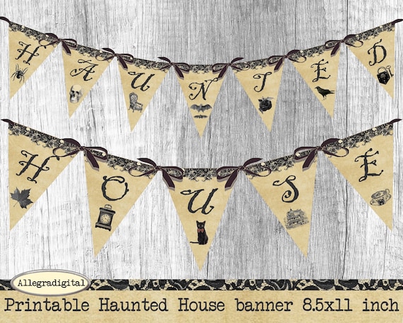 Printable Haunted House Halloween Banner Halloween party | Etsy