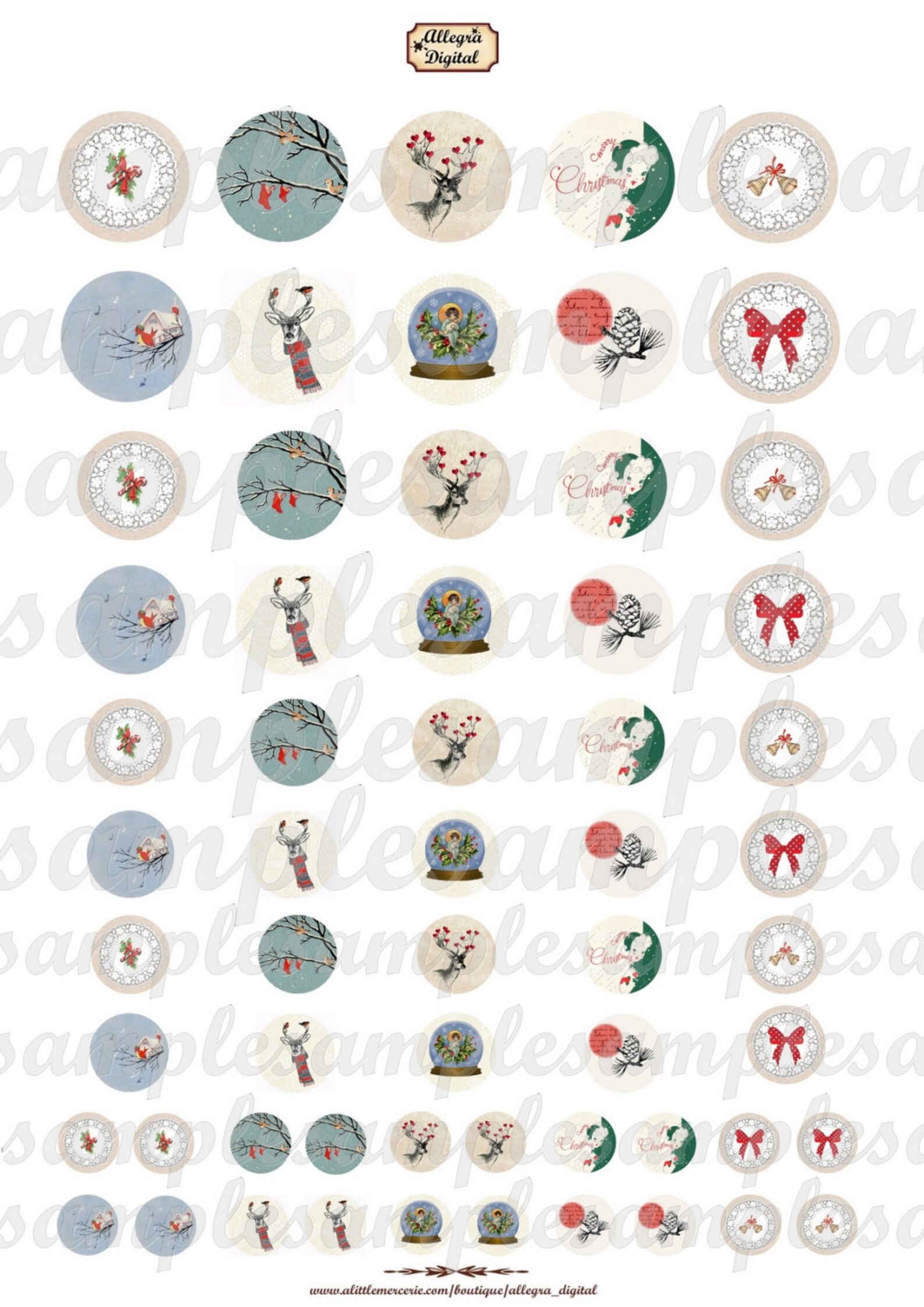 Christmas Digital Collage Sheet Circles One Inch and More Christmas ...