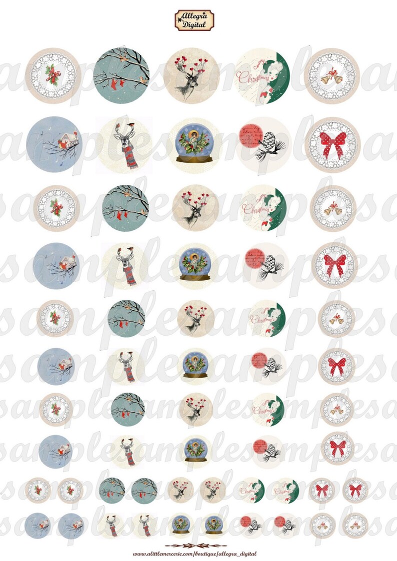 Christmas Digital Collage Sheet Circles One Inch and More Christmas ...