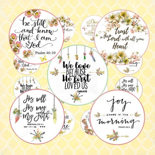 Bible Verses 1 Inch Circle Christian Digital Collage Sheet - Etsy
