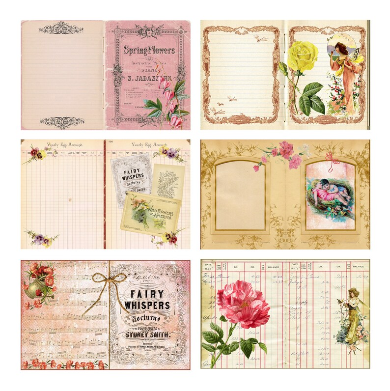 Spring Garden Printable Journal Kit Shabby Chic 5x7 Journal - Etsy
