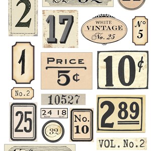 Vintage Number Labels – Junk Journal Ephemera Kit Junk Journal Ephemera ...