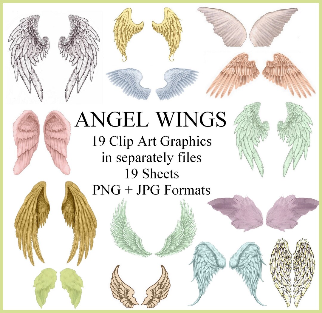 Angel Wings Cliparts Digital Collage Sheet - Printable Angel Wings ...
