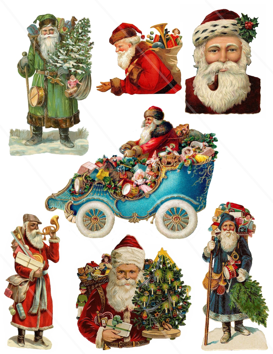 Santa Claus Vintage Clip Art Digital Collage Sheet Victorian Santa Clip ...