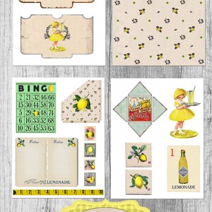 Lemon Junk Journal Ephemera, Lemon Ephemera Pack Summer Garden Post ...