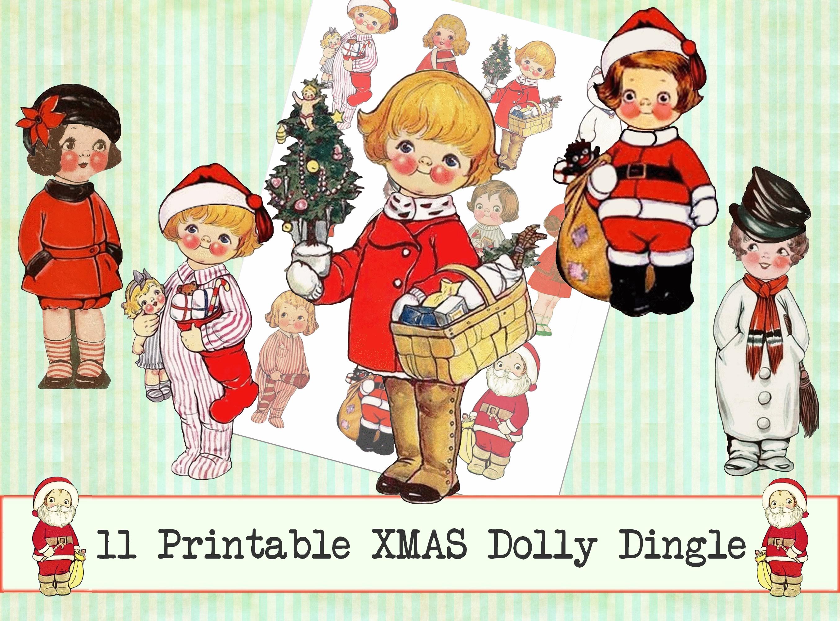 Vintage Christmas Dolly Dingle Clipart 50's Mid Century Christmas ...