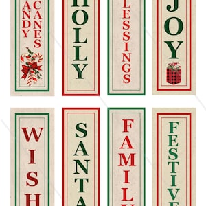 Vertical Christmas labels, Printable Christmas Words, Printable ...