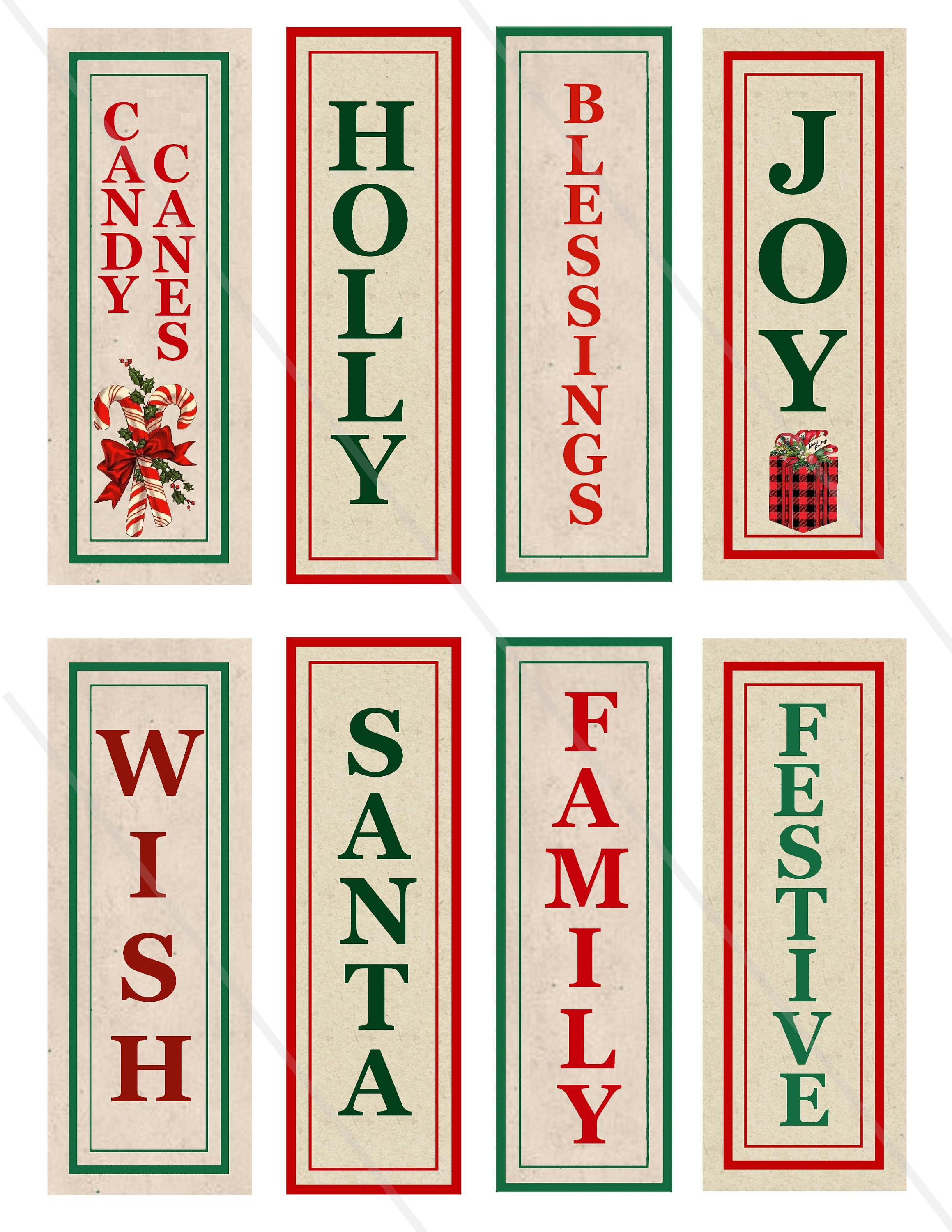 Vertical Christmas Labels, Printable Christmas Words, Printable ...