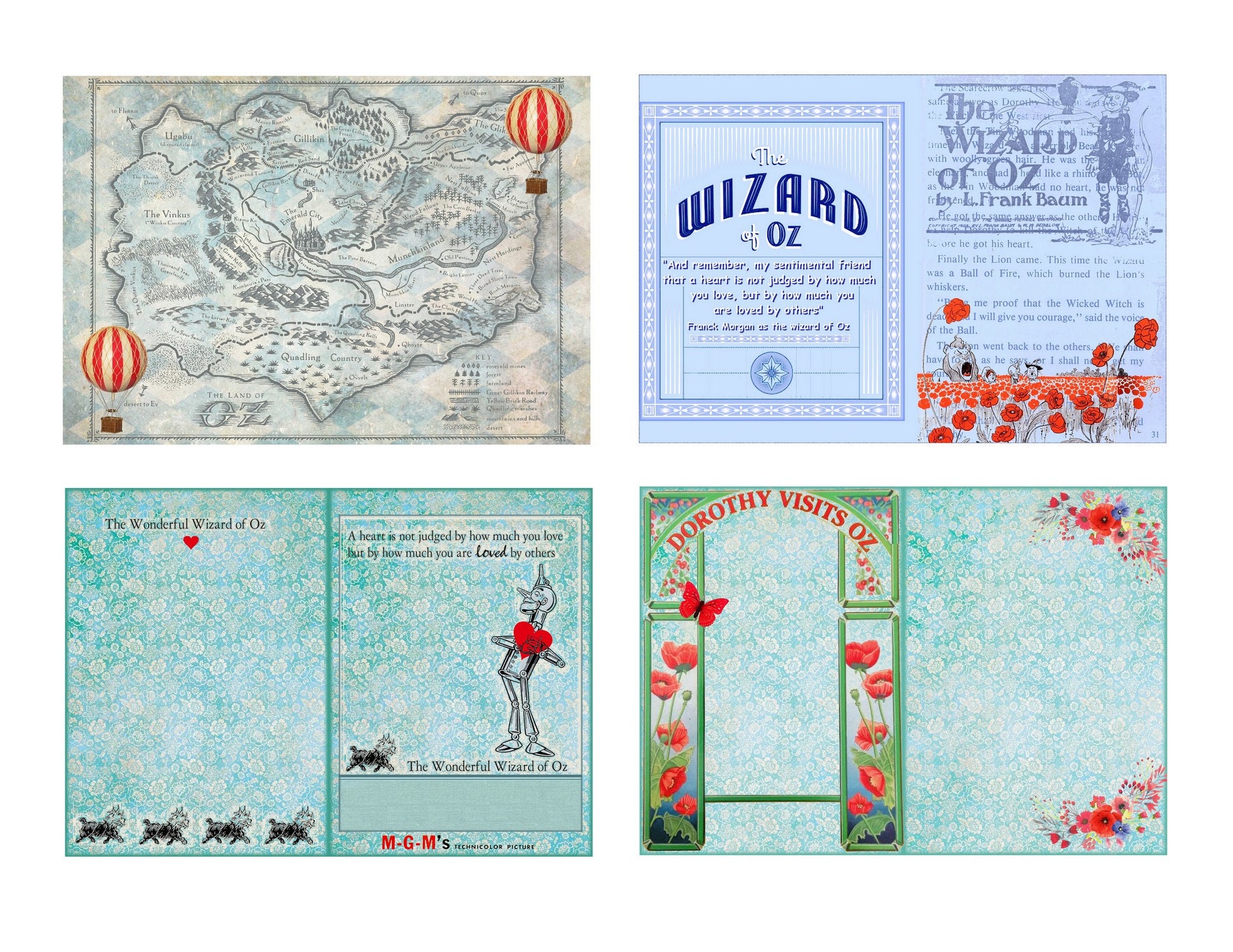 The Wizard of Oz Junk Journal Kit , Scrapbooking Journal Paper Pack ...