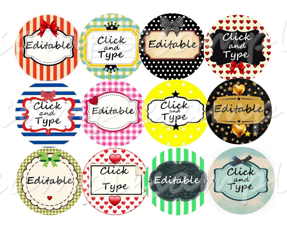 Editable Bottle Cap Collage Sheet 1 Digital Bottle Cap - Etsy