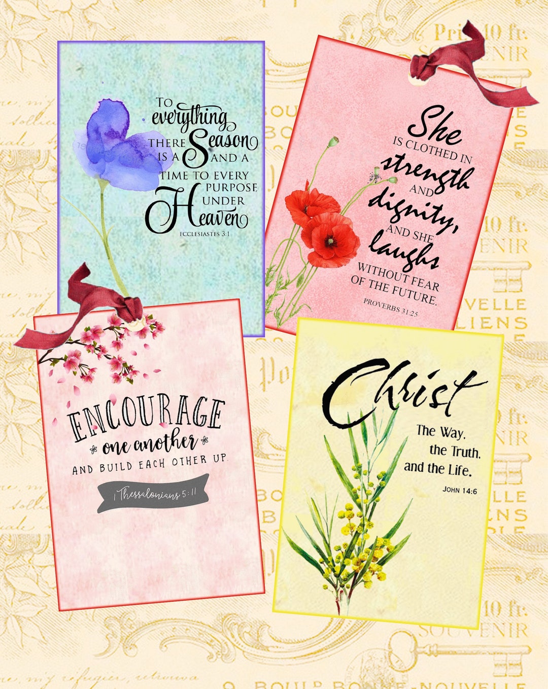 Printable Download BIBLE VERSES TAGS No.1 Scripture Art 2.5"x3.5" Size ...