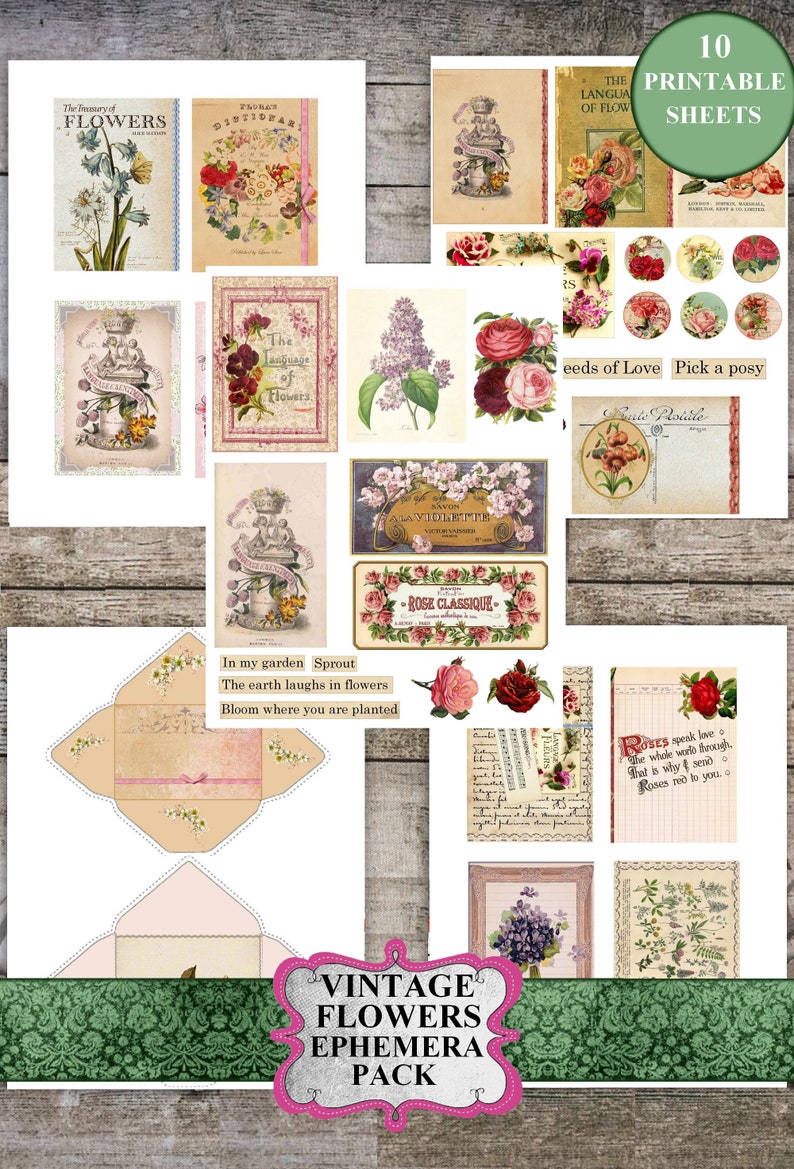 Junk Journal Ephemera Flowers Ephemera Pack Garden Ephemera - Etsy