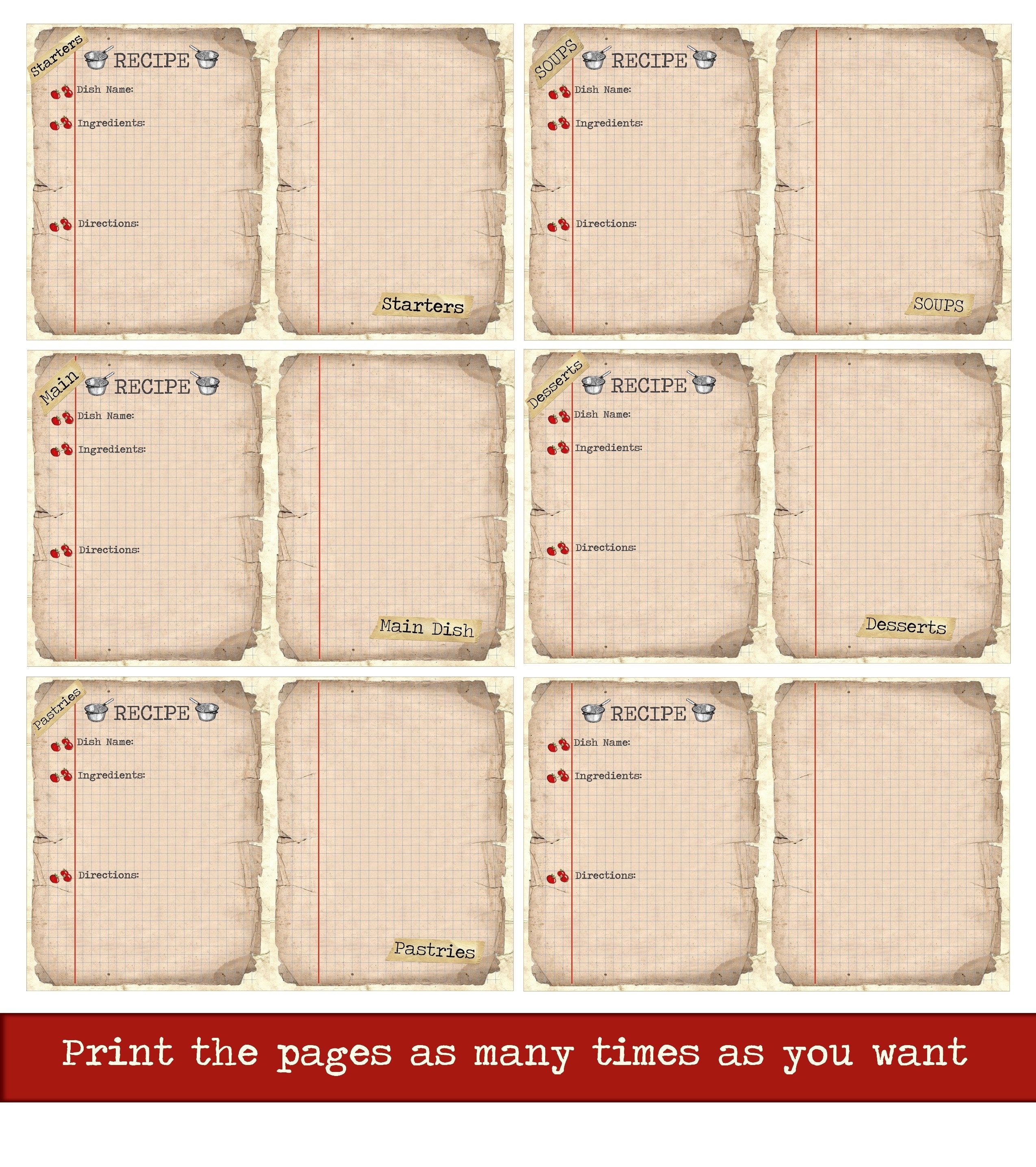 Retro Cook Journal Kit Cook Junk Journal Recipes journal | Etsy