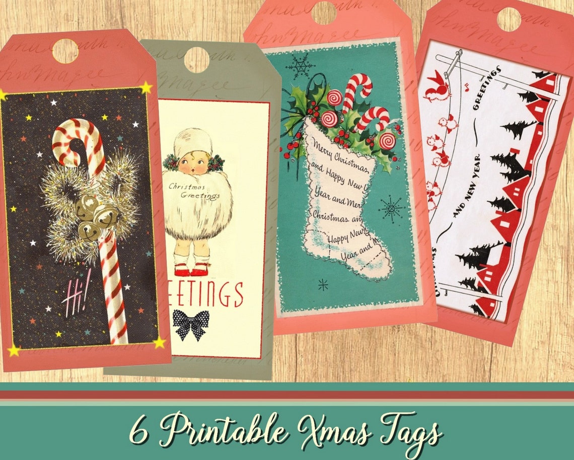 6 Christmas Gift Tags - Printable Label, Christmas Tag, Holiday Label ...