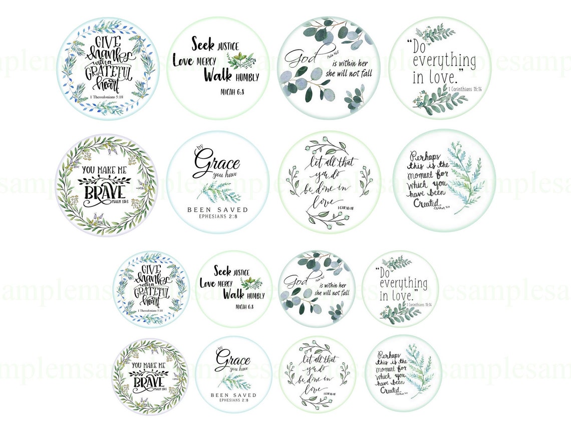 Bible Verses Digital collage sheet circles Bible Verses 2 inch | Etsy