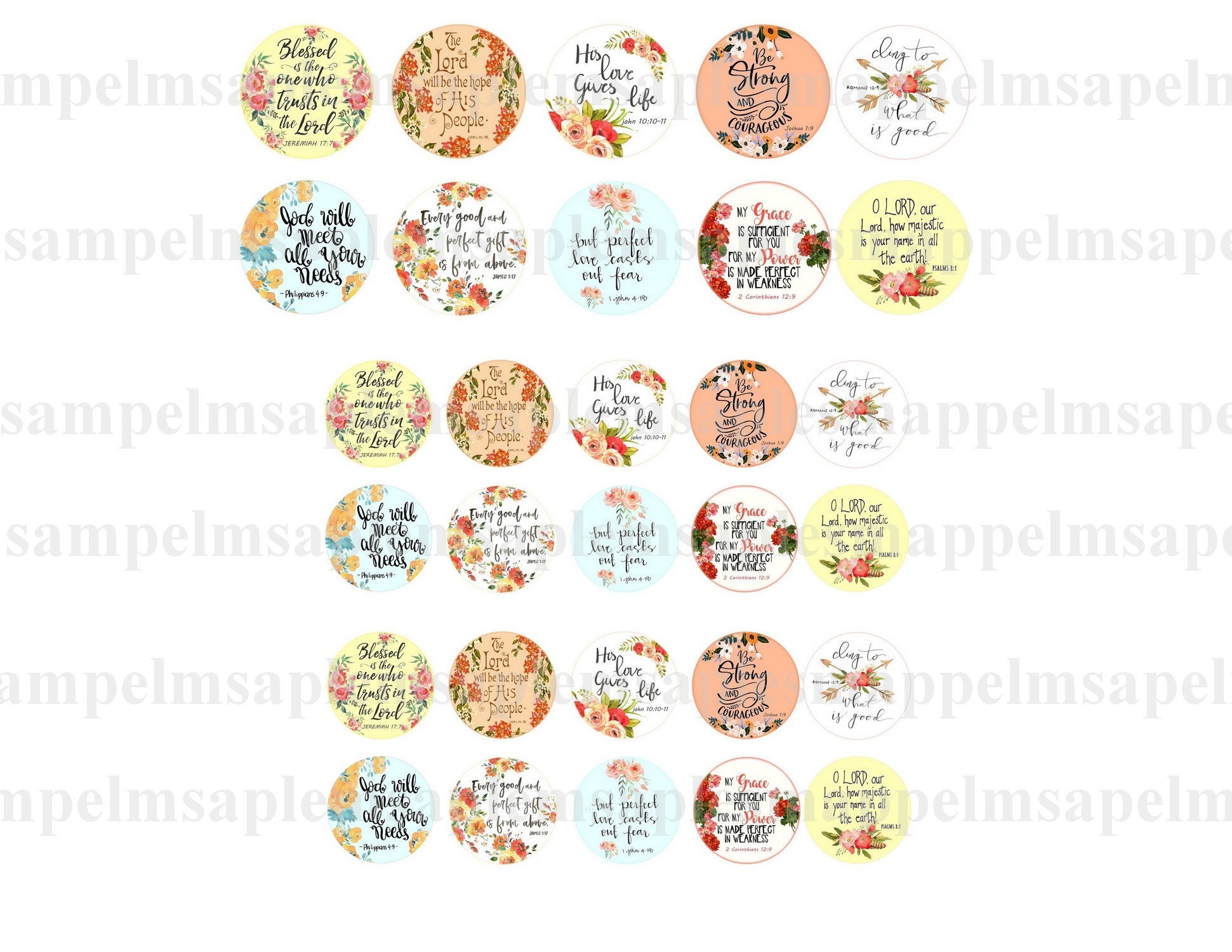 BIBLE VERSES circles 1 1.2 inch 25 mm 30 mm Printable | Etsy