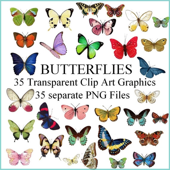 Digital Collage Sheet Butterflies Wings PNG and JPEG Instant - Etsy