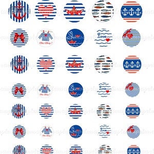 Digital Collage Sheet Circles Nautical Sailor Sailing Sea Anchor Beach ...