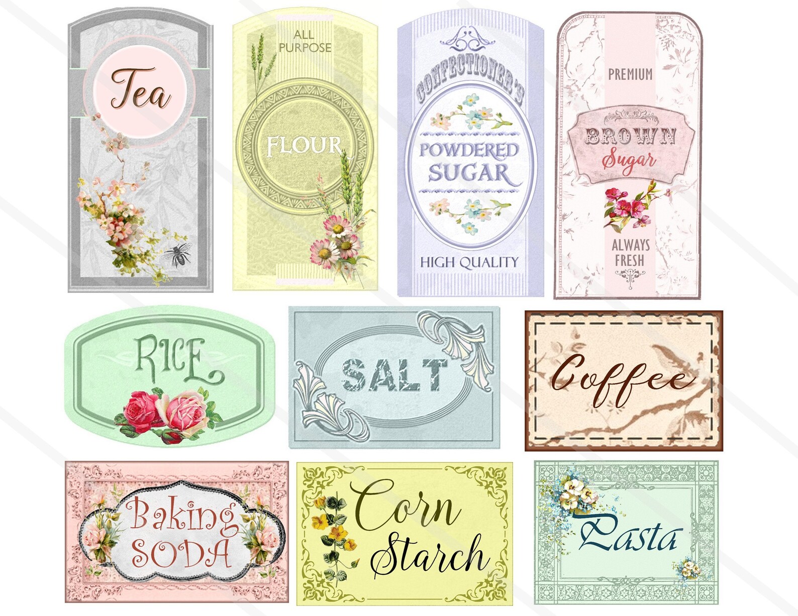 Vintage Pantry Labels Shabby Chic Antique Decor Farmhouse - Etsy