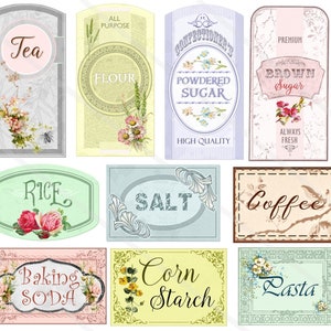 Vintage Pantry Labels Shabby Chic- Antique Decor, Farmhouse, Country ...