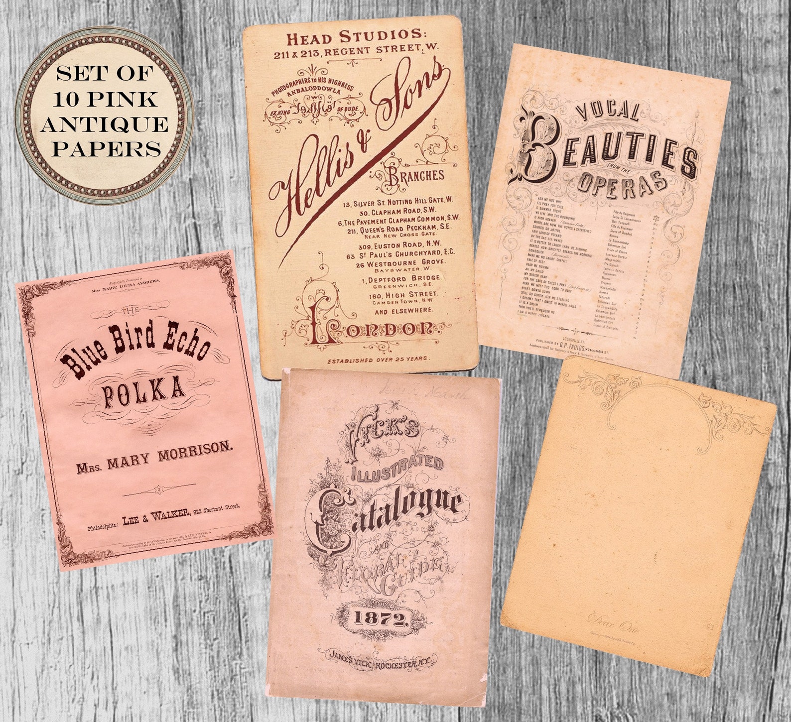 Vintage Pink Paper Pack, Journal Pages, Junk Journal Kit, Scrapbook ...