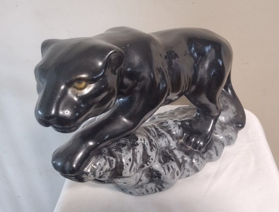 Mid Century Ceramic Black Panther Climbing Rock - FREE SHIPPING - Etsy