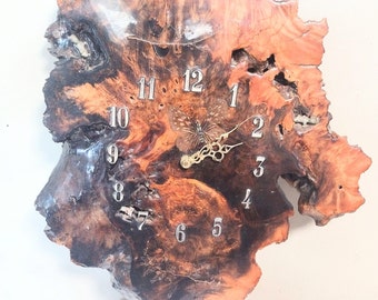 Vintage Mid Century Cypress Wood Slab Wall Clock - FREE SHIPPING - Etsy