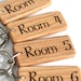 Engraved Oak Wood Hotel Room Keychains: Personalized Wooden Key Rings ...