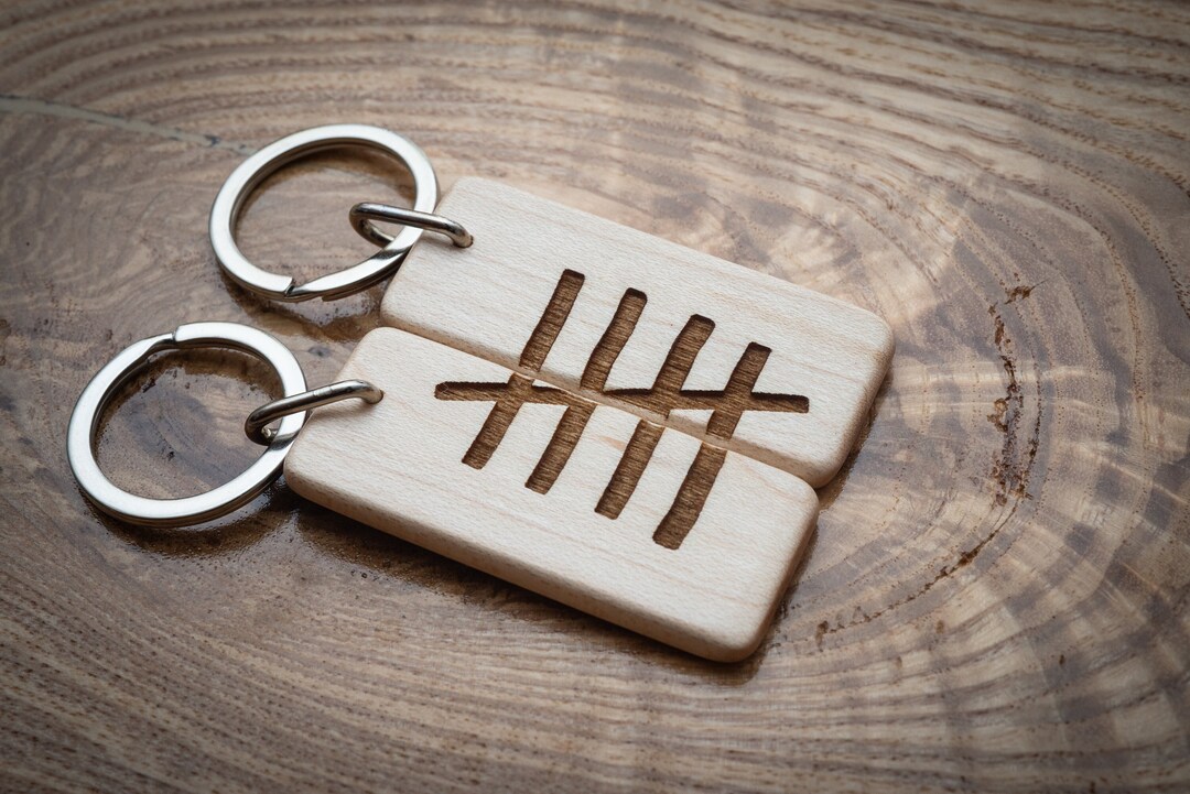 5th Anniversary Gift Wood Anniversary Key Rings Matching Tally Mark Key ...