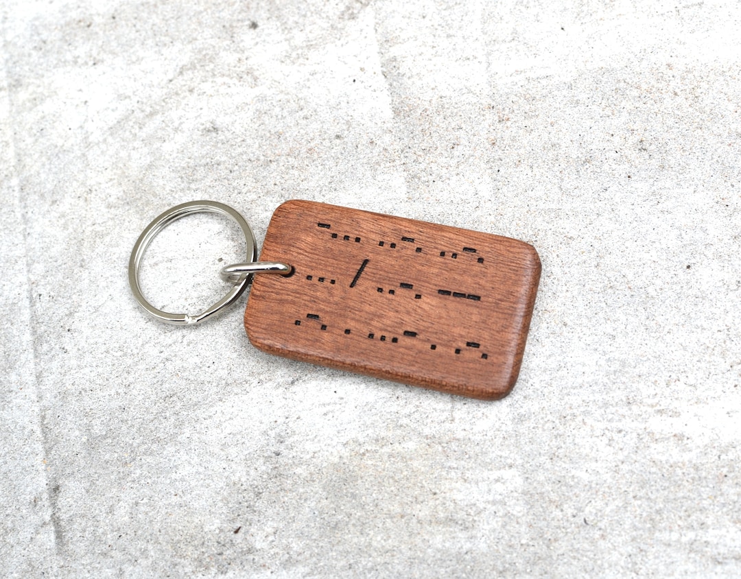 Morse Code Keyring Personalised Morse Code Keychain Wooden Keychain ...