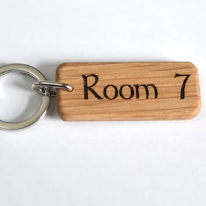 Engraved Oak Wood Hotel Room Keychains: Personalized Wooden Key Rings ...
