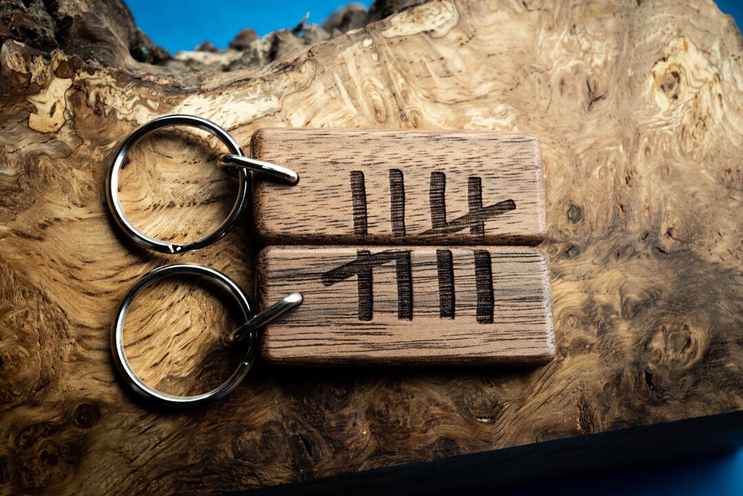 5th Anniversary Gift Wood Anniversary Key Rings Matching Tally Mark ...