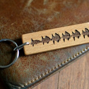 Sound Wave Keychain Wooden Baby Scan Keyring Wooden Keychain Wooden ...