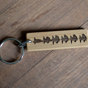 Sound Wave Keychain Wooden Baby Scan Keyring Heartbeat Keychain Wooden ...