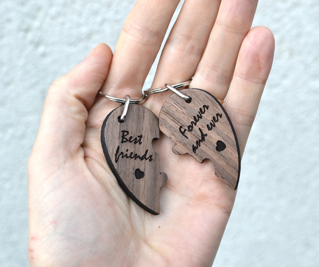 Llaveros de corazón de madera BFFAE Llavero BFF Llavero - Etsy España