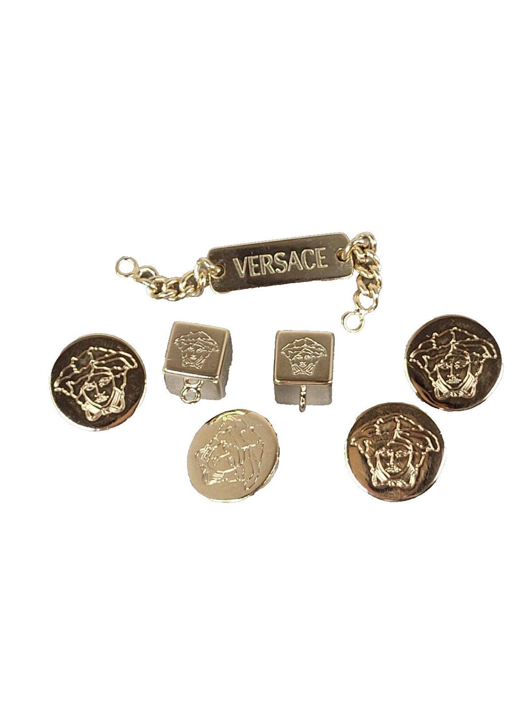 Versace Vintage Medusa Gold Tone Buttons & Chain Set | Luxury Sewing ...