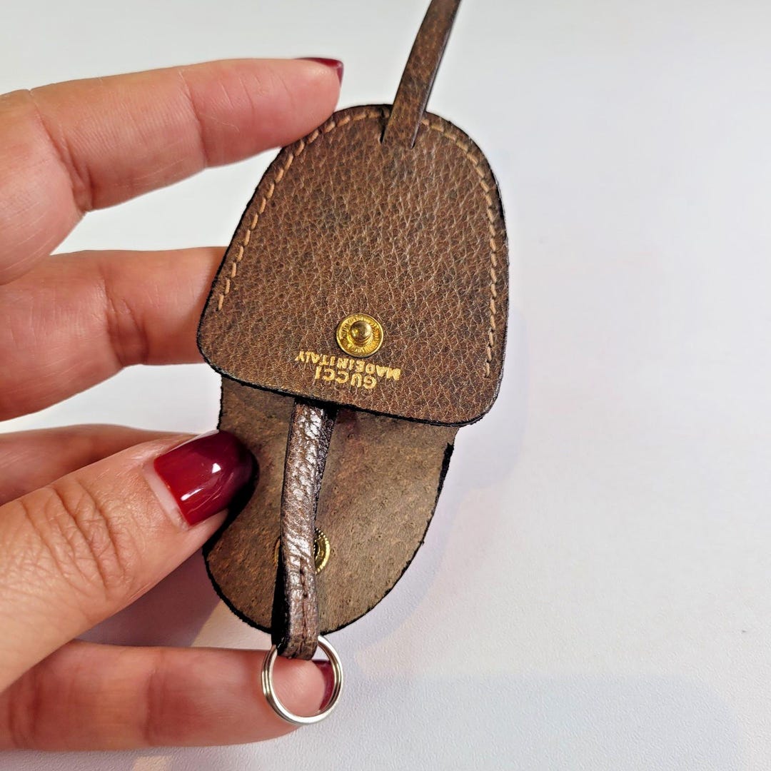 Vintage 1980s Gucci Leather Keyloop Key Pouch Brown Italy 18×4.5cm / 7× ...