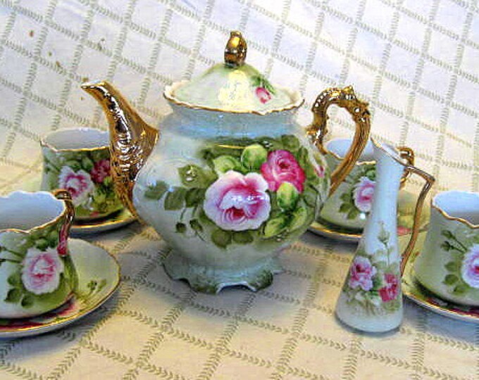 Beautiful Heritage Green China Tea Pot, 4 Cups/saucers, and Bud Vase - Etsy
