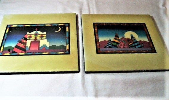 A Pair of Vintage Tavlos Art Tiles Frameable Hangable - Etsy