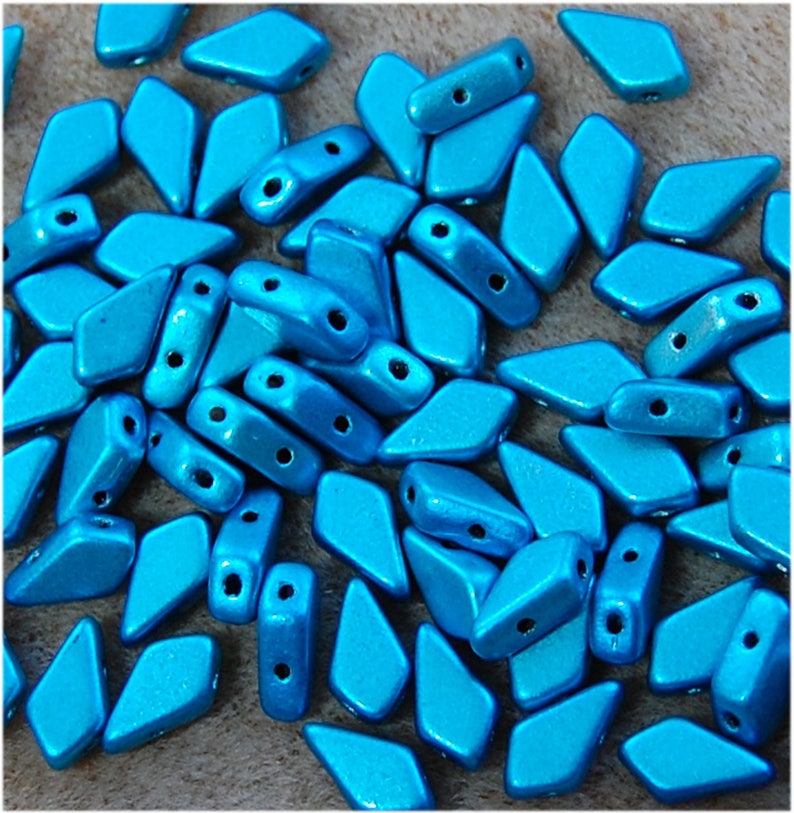 KITE Beads 2 Hole 9mm X 5mm Aqua Metalust 23980/24206 - Etsy
