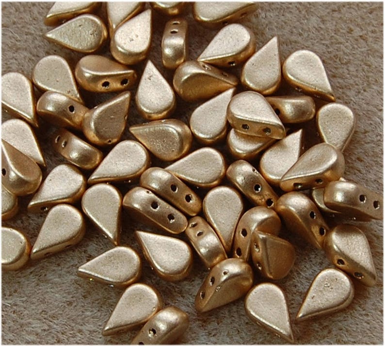 AMOS Beads ®Par Puca® 2 Hole 5mm X 8mm Light Gold Matte | Etsy