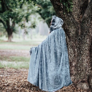 Silver Cloak With Large Hood, Gray Faux Fur Trim, and Metal Clasp ...