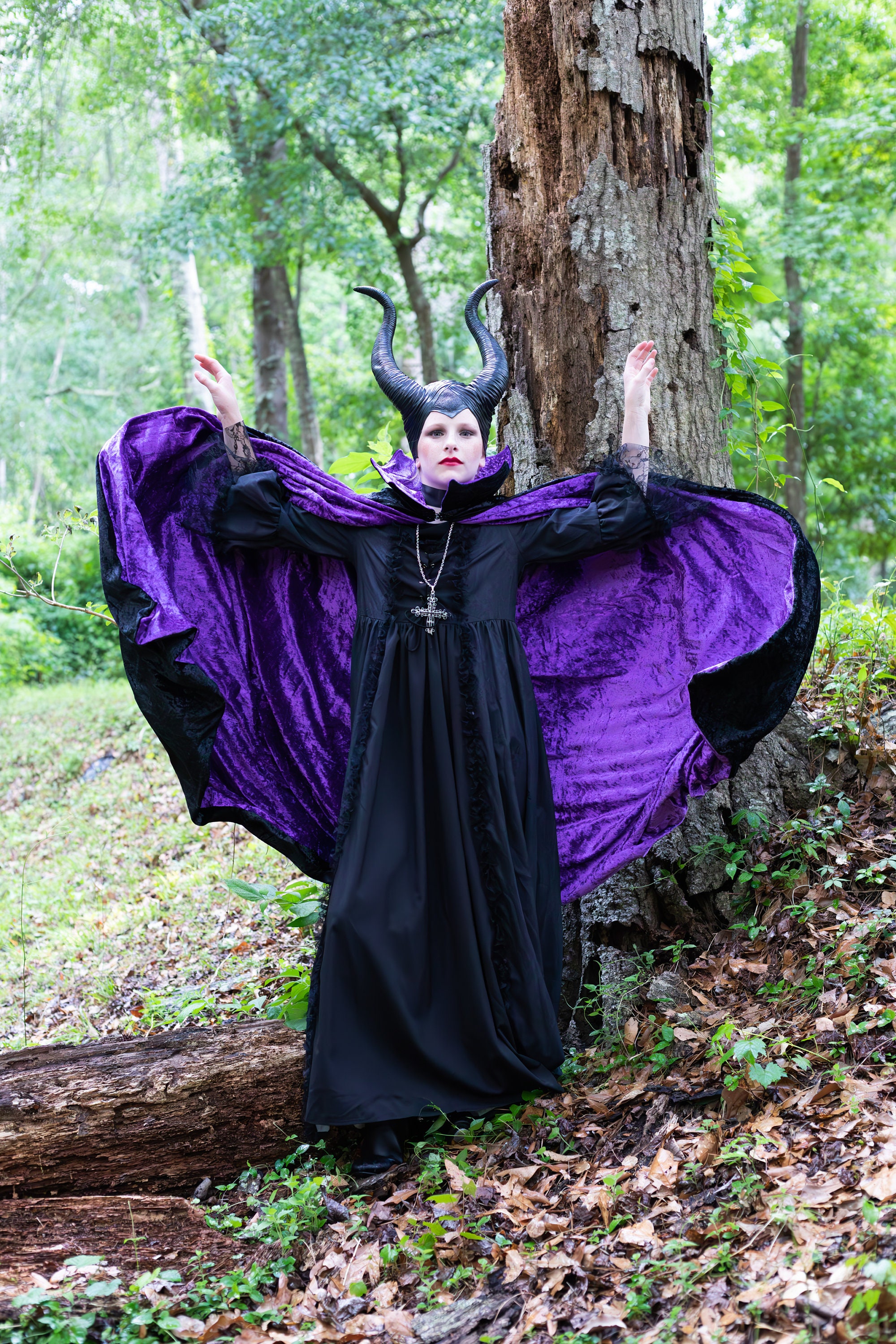 Velour Vampire Cloak | Black & Purple Reversible Cape, Costume - Etsy
